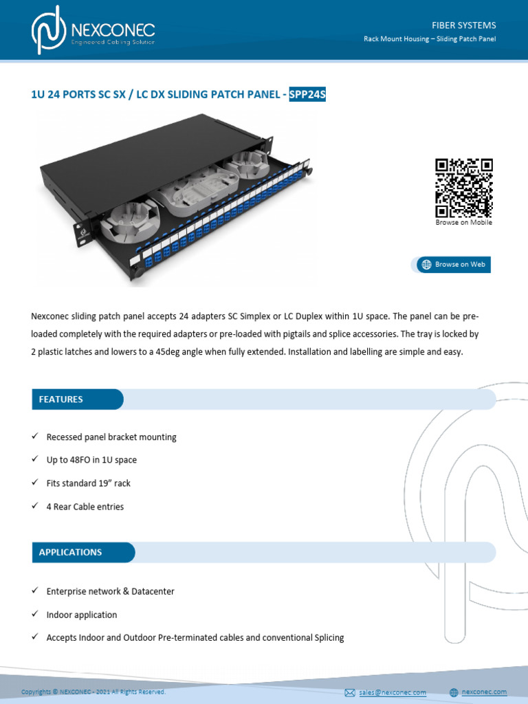 1u 24ports SC Simplex Sliding Patch Panel SPP24S | PDF | Equipment ...