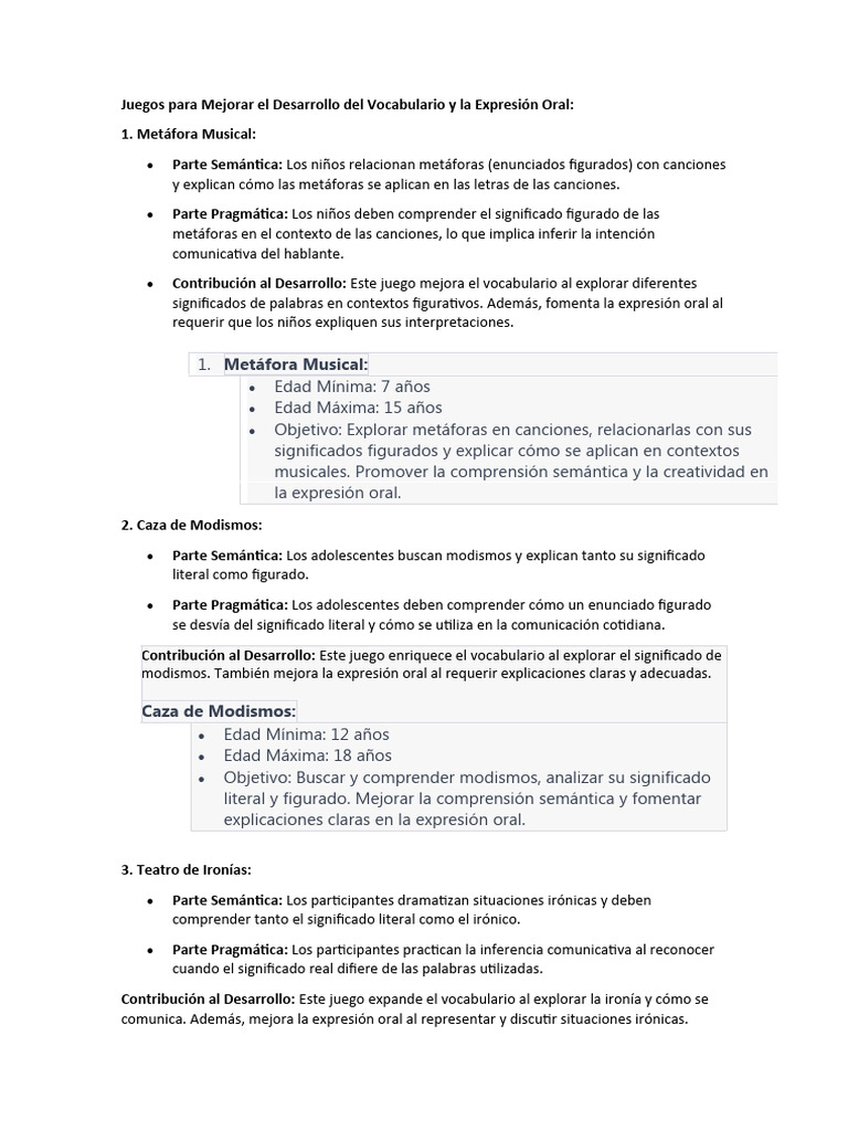 Juegos para Enriquecer el Vocabulario | PDF | Semántica | Semiótica