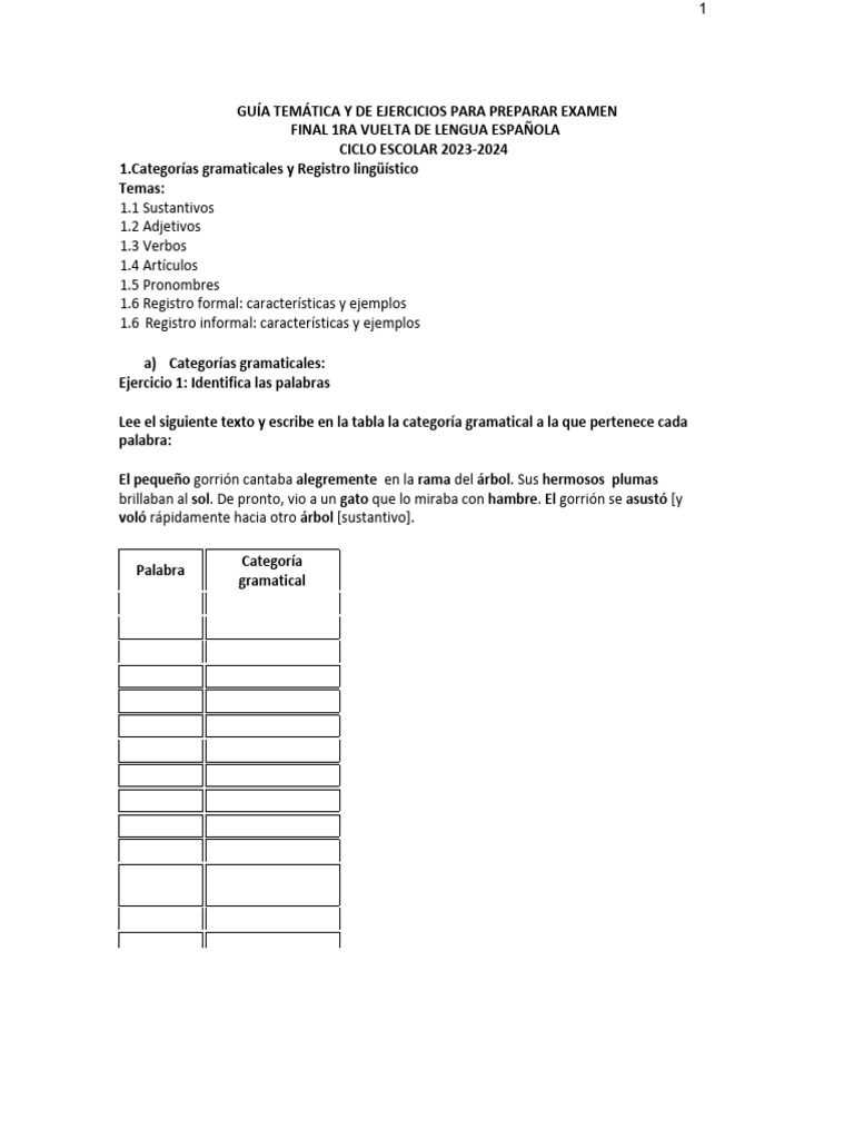 Guía para Examen de Lengua Española 2023-2024 | PDF | Poesía | Rima