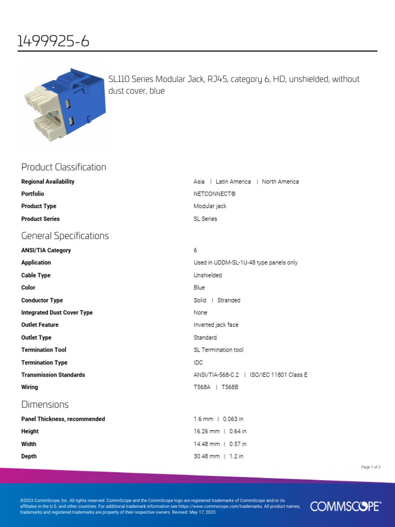 1499925-6 Product specifications | PDF | Electrical Engineering | Manufactured Goods