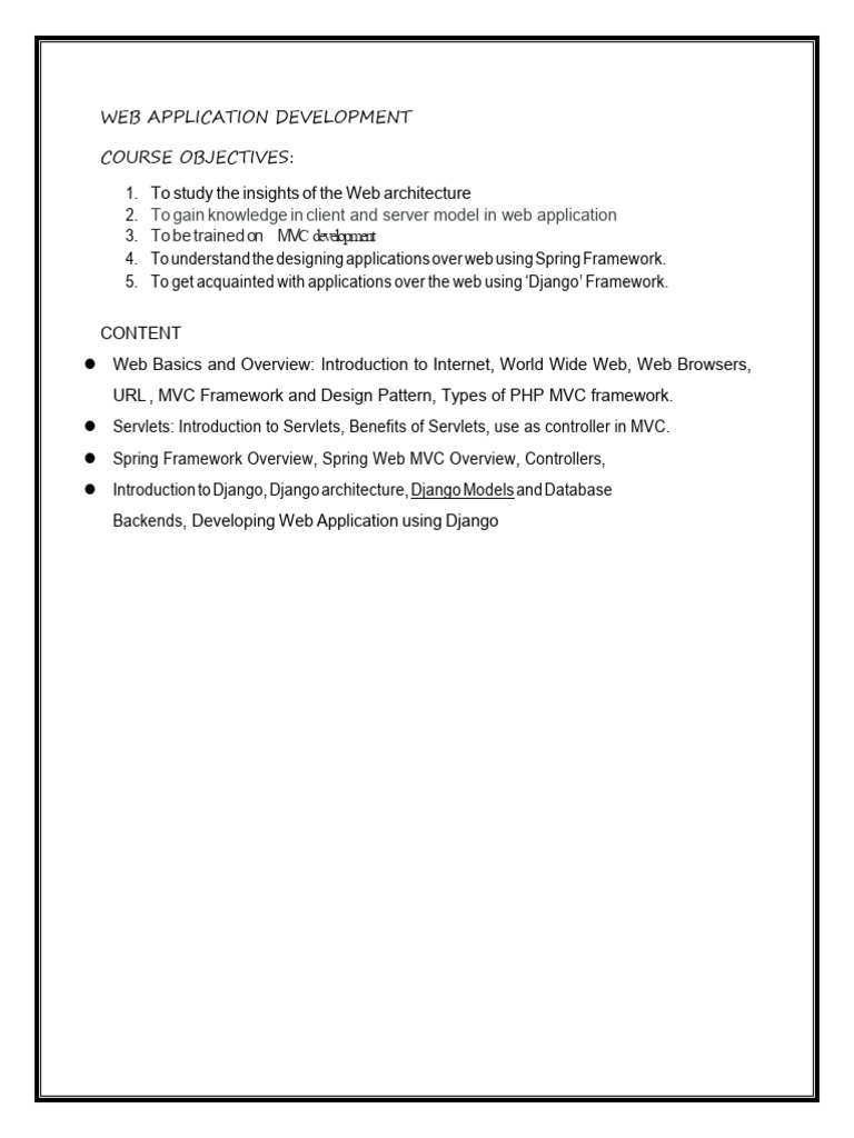 WEB APPLICATION DEVELOPMENT COURSE | PDF | World Wide Web | Internet & Web