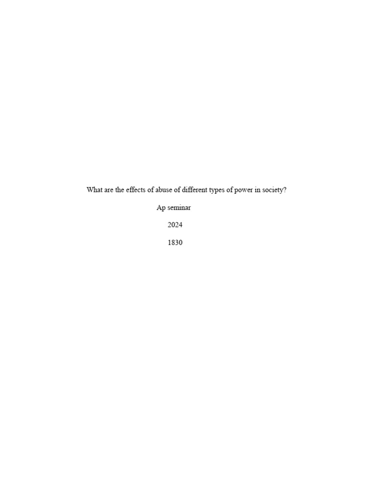 Effects of Power Abuse in Society | PDF | Power (Social And Political ...