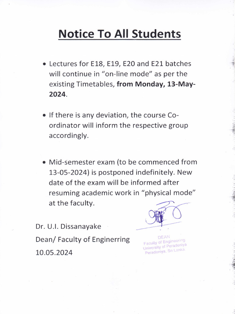 Online Classes & Exam Update | PDF