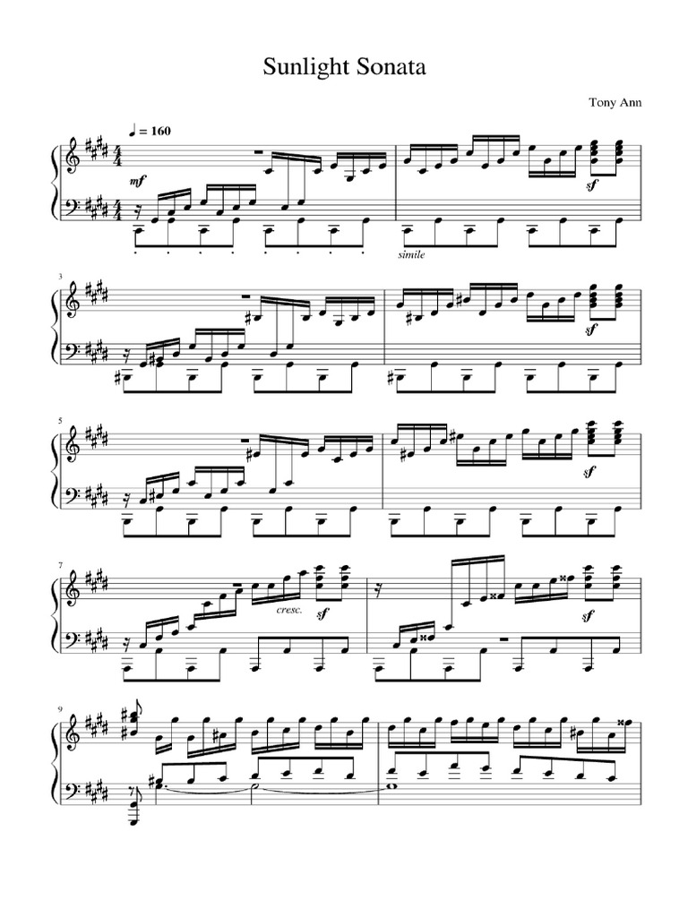 Moonlight and Sunlight Sonata 3rd Movement | PDF