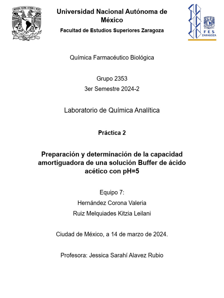 Reporte Lab QA - Solución Amortiguadora | PDF | Solución tampón | Ácido