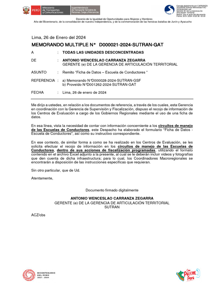 Memorando Multiple 000021 2024 Gat | PDF