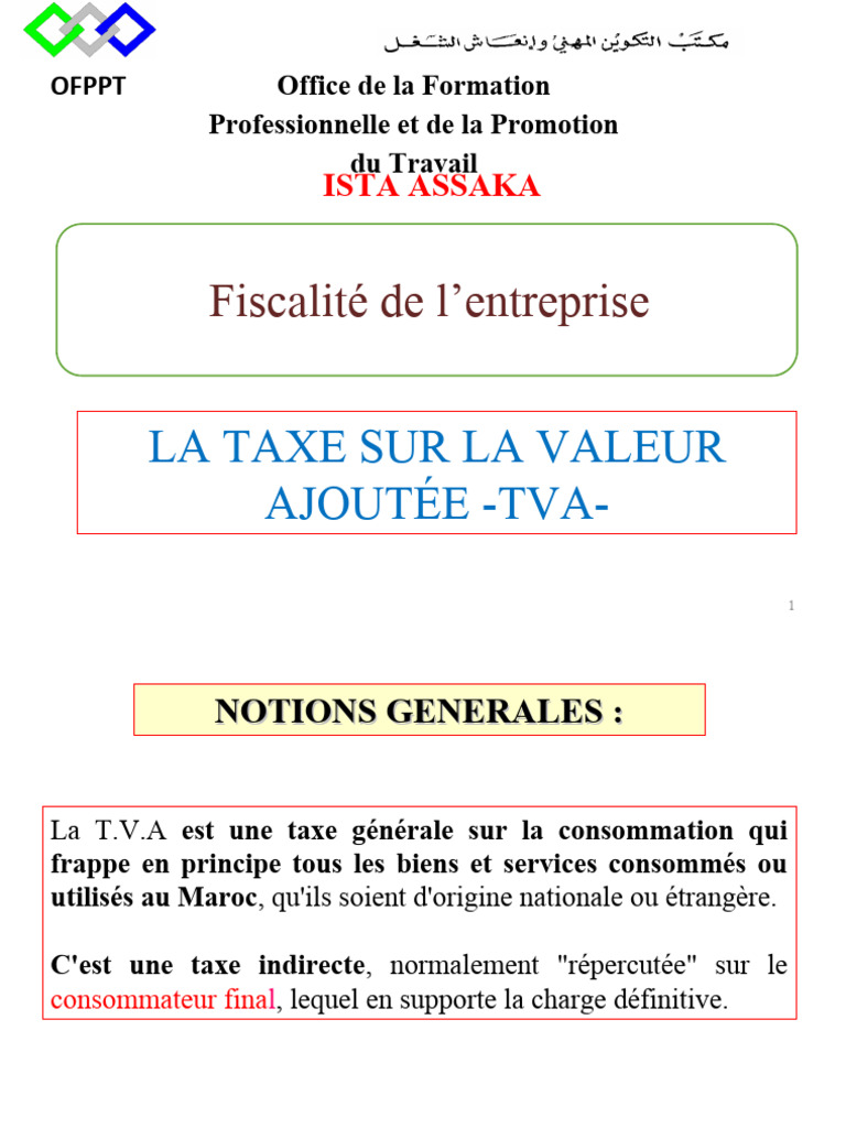 Fiscalité de la TVA au Maroc | PDF | Taxe sur la valeur ajoutée