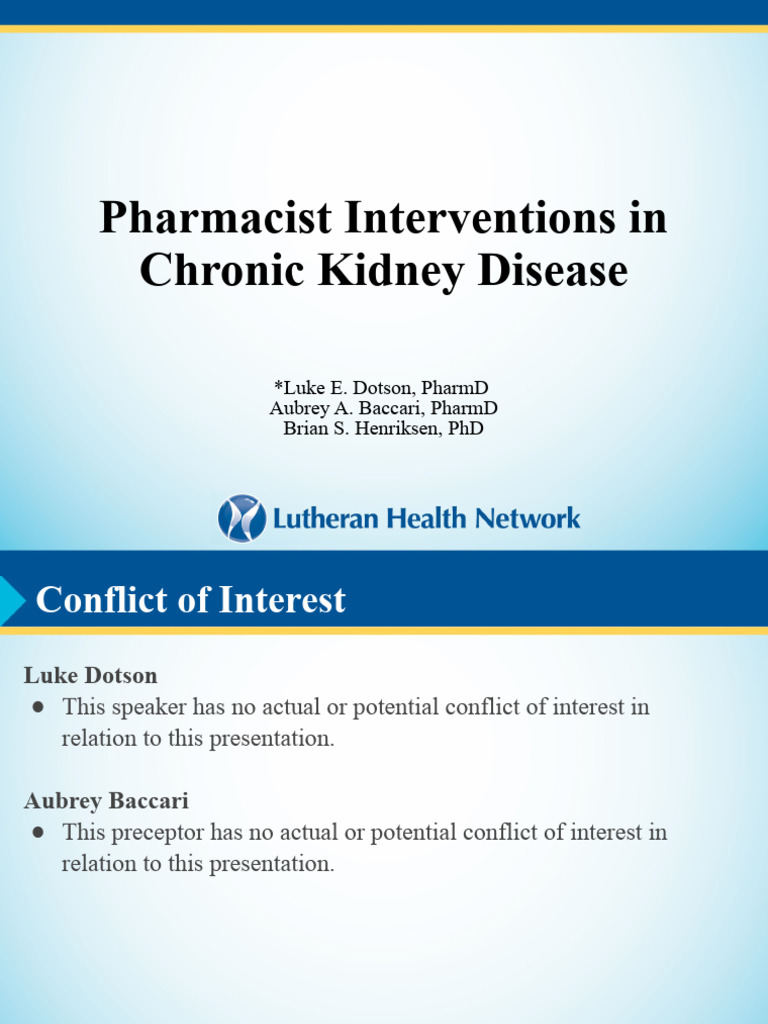 Dotson CKD Pharmacy Project 1 | PDF | Chronic Kidney Disease | Pharmacist