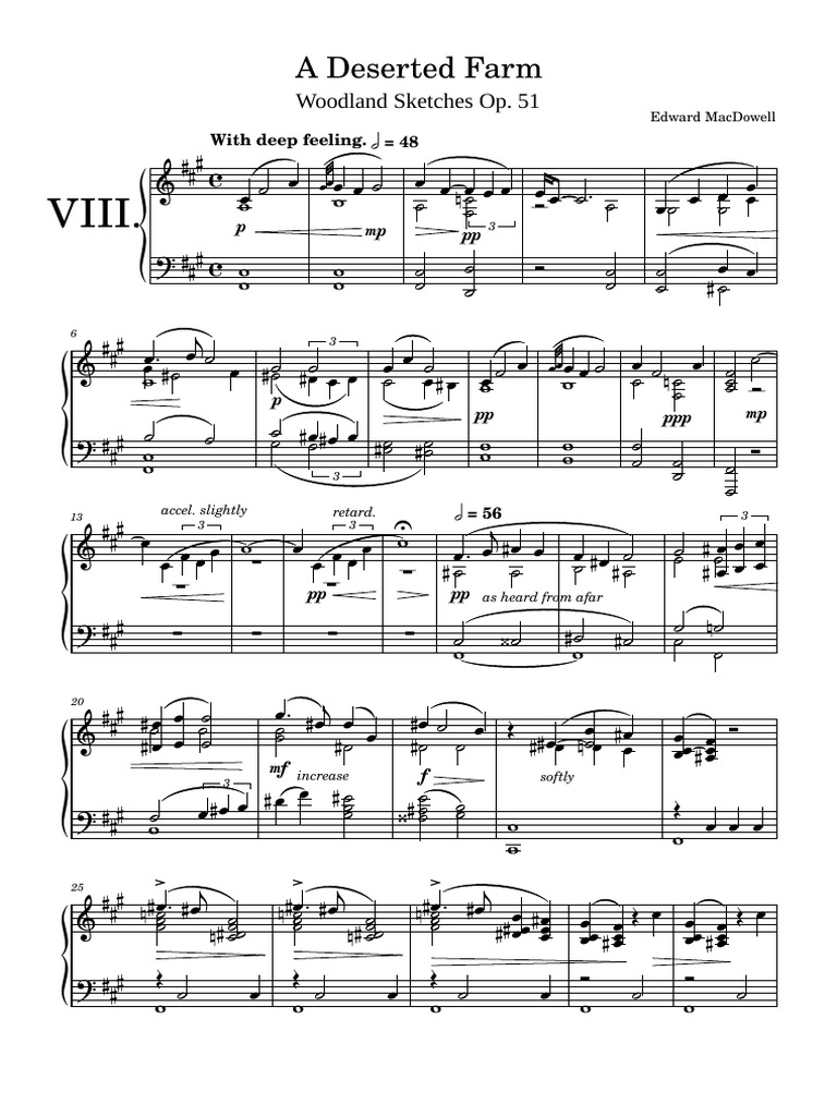 A Deserted Farm From Woodland Sketches Op. 51 Edward MacDowell | PDF ...