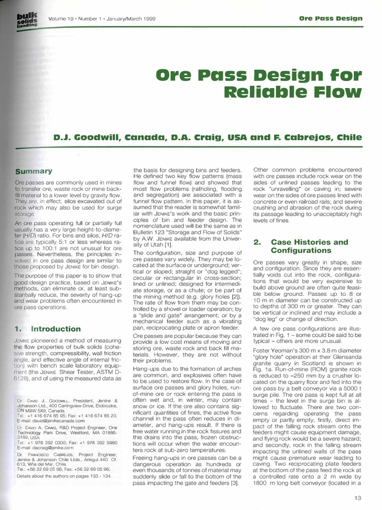 Ore Pass Design For Reliable Flow | PDF | Mining | Stress (Mechanics)