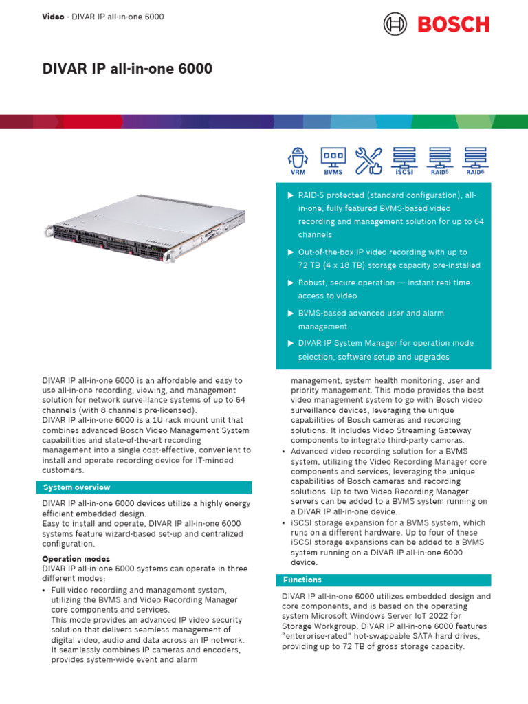 DIVAR IP All in One Data Sheet enUS 101032744843 | Download Free PDF ...