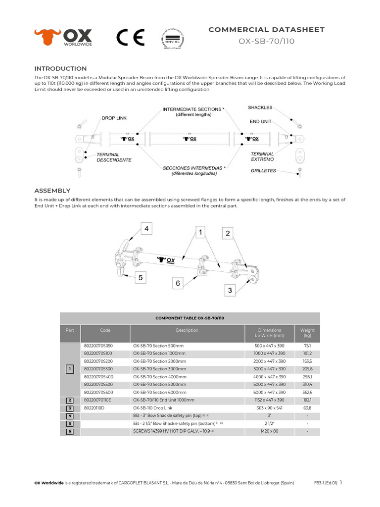 COMMERCIAL DATASHEET OX-SB-70-110 V2 ENG - Delta PARTES | PDF ...