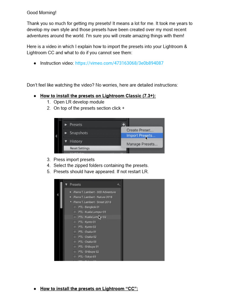 Lightroom Presets Installation Guide | PDF | Operating System Families | System Software