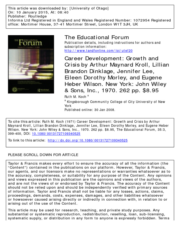 Career Development Growth Arthur Maynard Kroll | PDF | Cognitive Science | Psychological Concepts