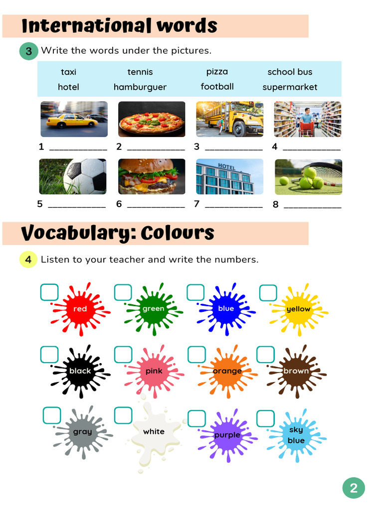 VOCABULARY Colors, Numbers and The Alphabet | PDF | Color