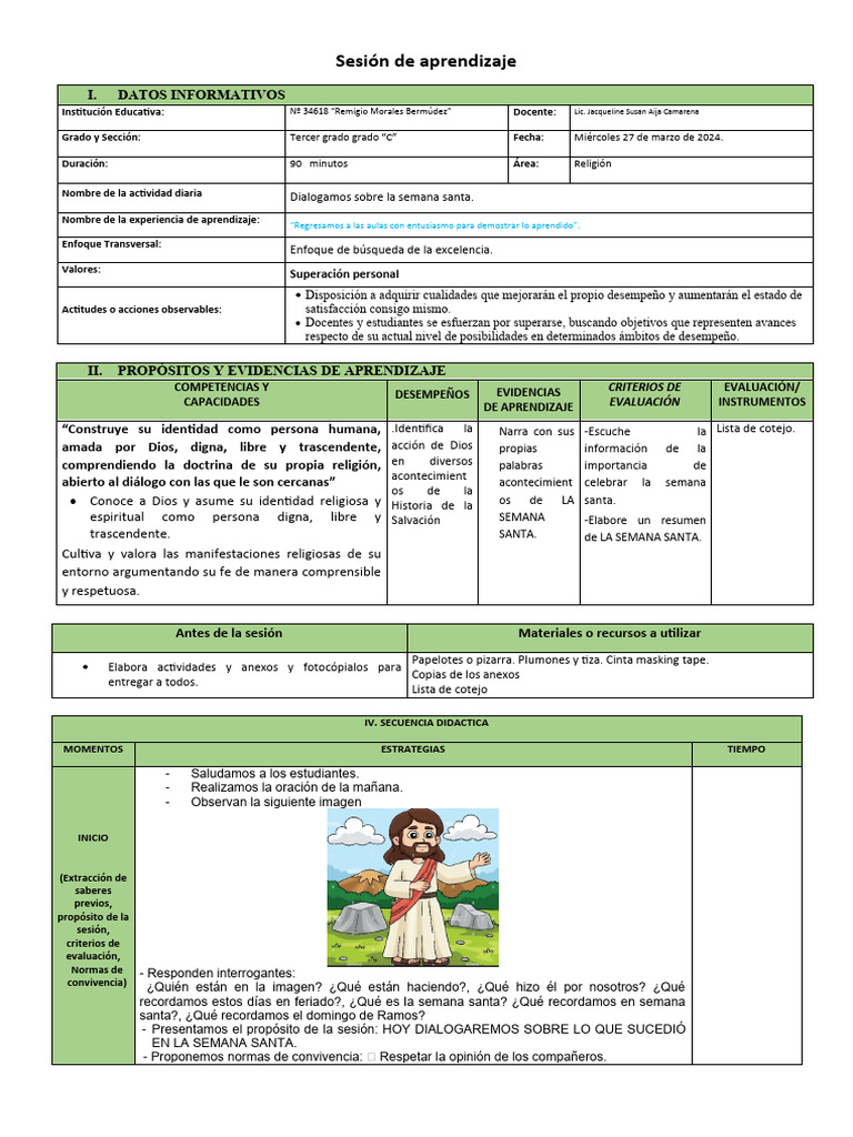 Semana Santa: Aprendizaje en Clase 3°C | PDF | Aprendizaje | Evaluación