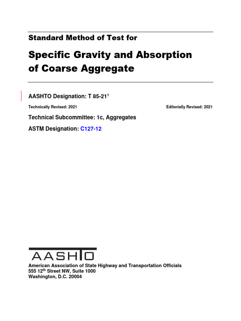 Specific Gravity Test for Coarse Aggregate | PDF | Density | Concrete