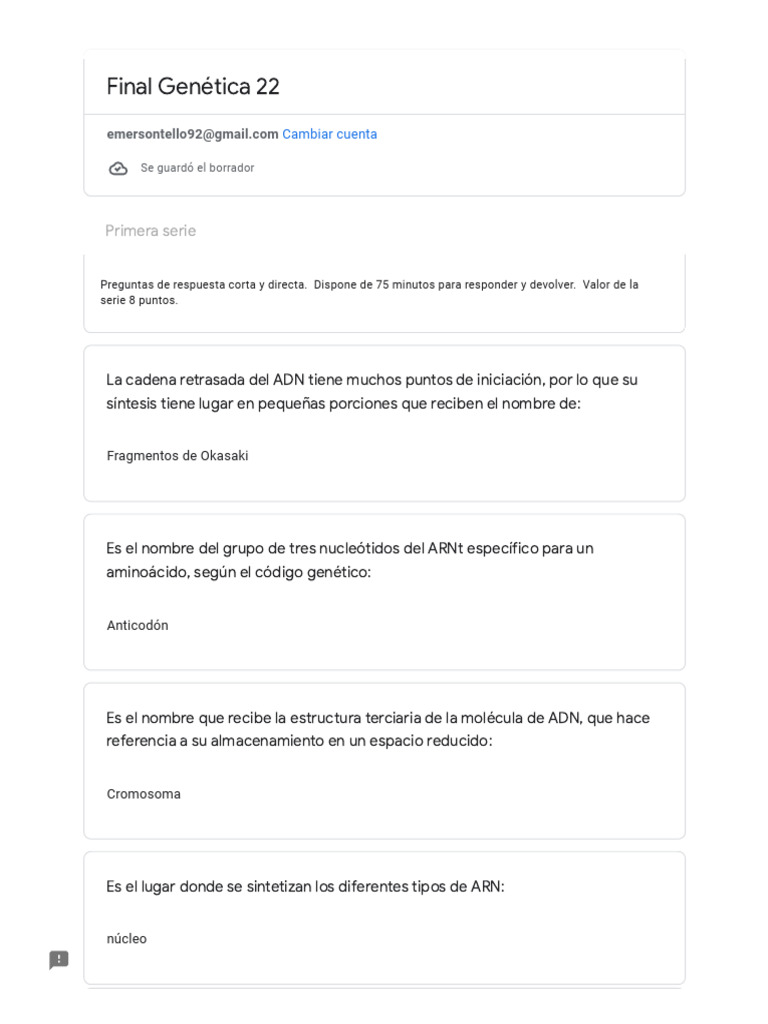 Examen Final Genética | PDF | Adn | Rna