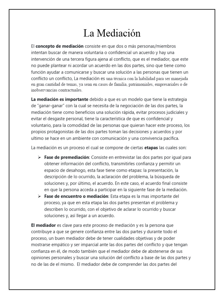 La Mediación Pdf Mediación