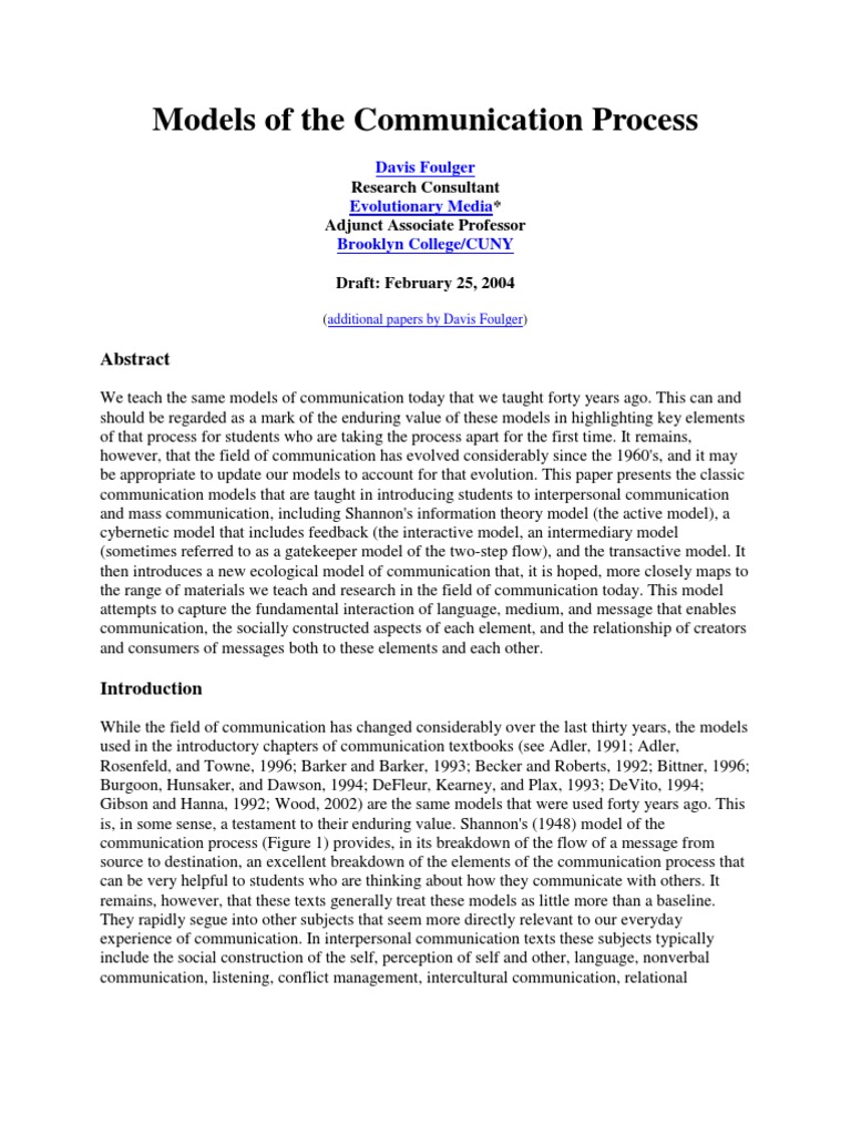 Models of Mass Communication | PDF | Signal (Electrical Engineering ...