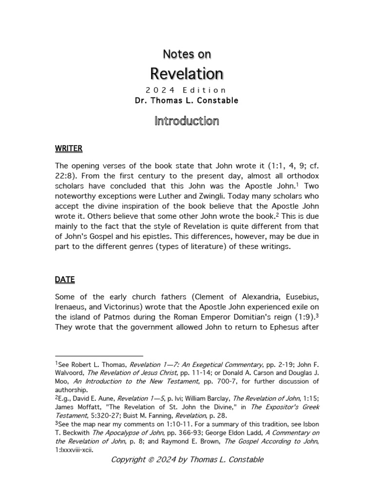 Revelation Pdf John The Apostle Premillennialism
