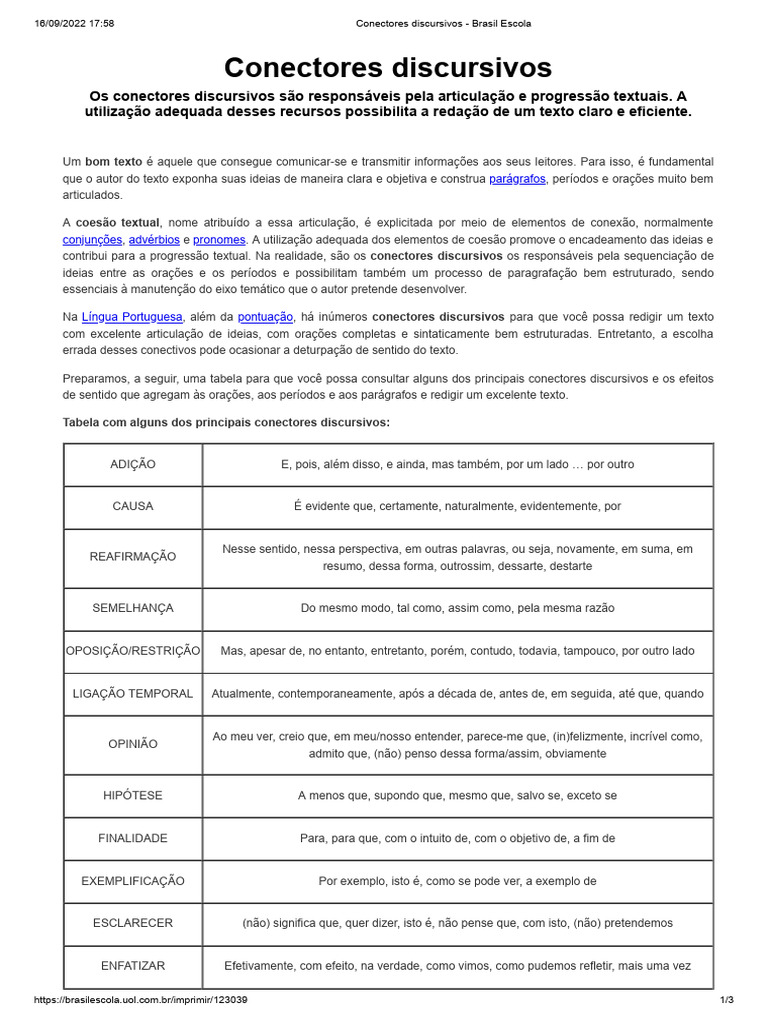 Conectores Discursivos | Download grátis PDF | Linguística | Idiomas
