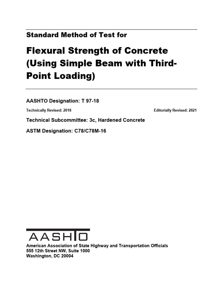 AASHTO T97 (2018) - Flexural Strength of Concrete (Using Simple Beam ...