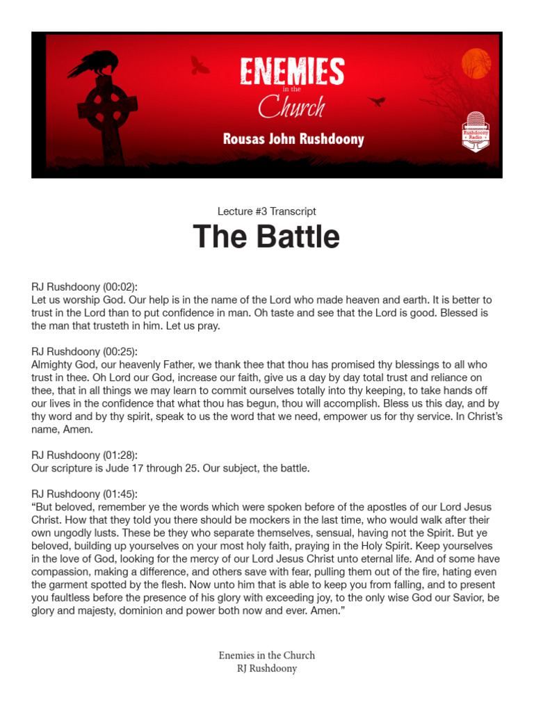 Enemies in the Church: A Spiritual Battle | PDF | Jesus | Anabaptism