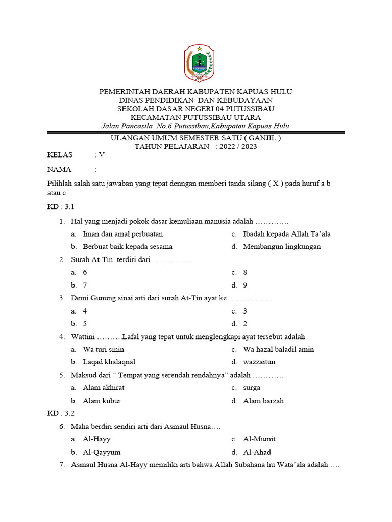 Uas KLS 5 Sem 1 2022-2023 | PDF