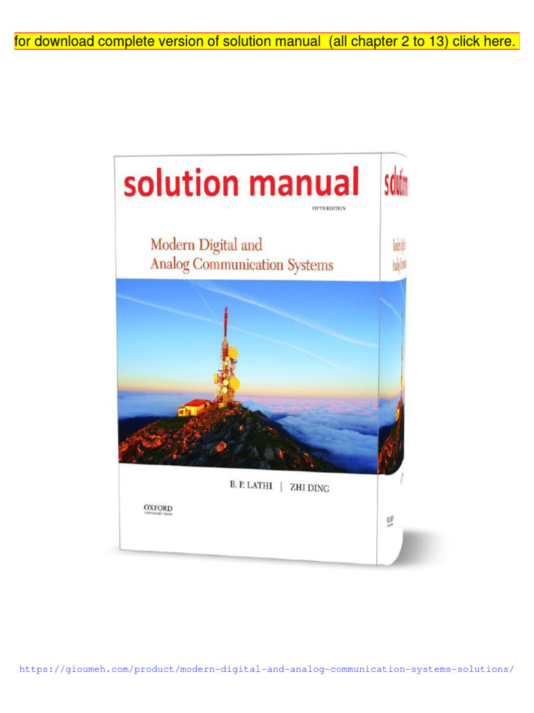 Sample Modern Digital and Analog Communication Systems 5th Editon Lathi Solution Manual | PDF ...