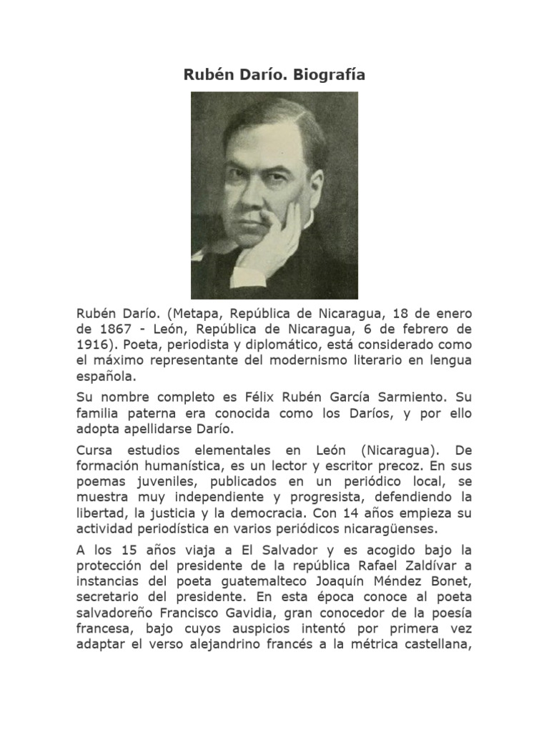 BIOGRAFIA Rubén Darío | PDF
