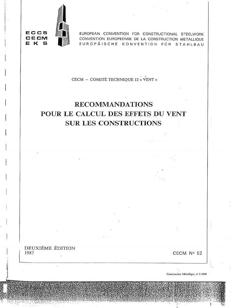 1989-CM1-Recommandations CECM pour le calcul des effets du vent | PDF