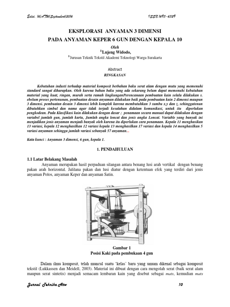 Eksplorasi Anyaman 3 Dimensi Pada Anyaman Keper 6 Gun Dengan Kepala 10 | PDF