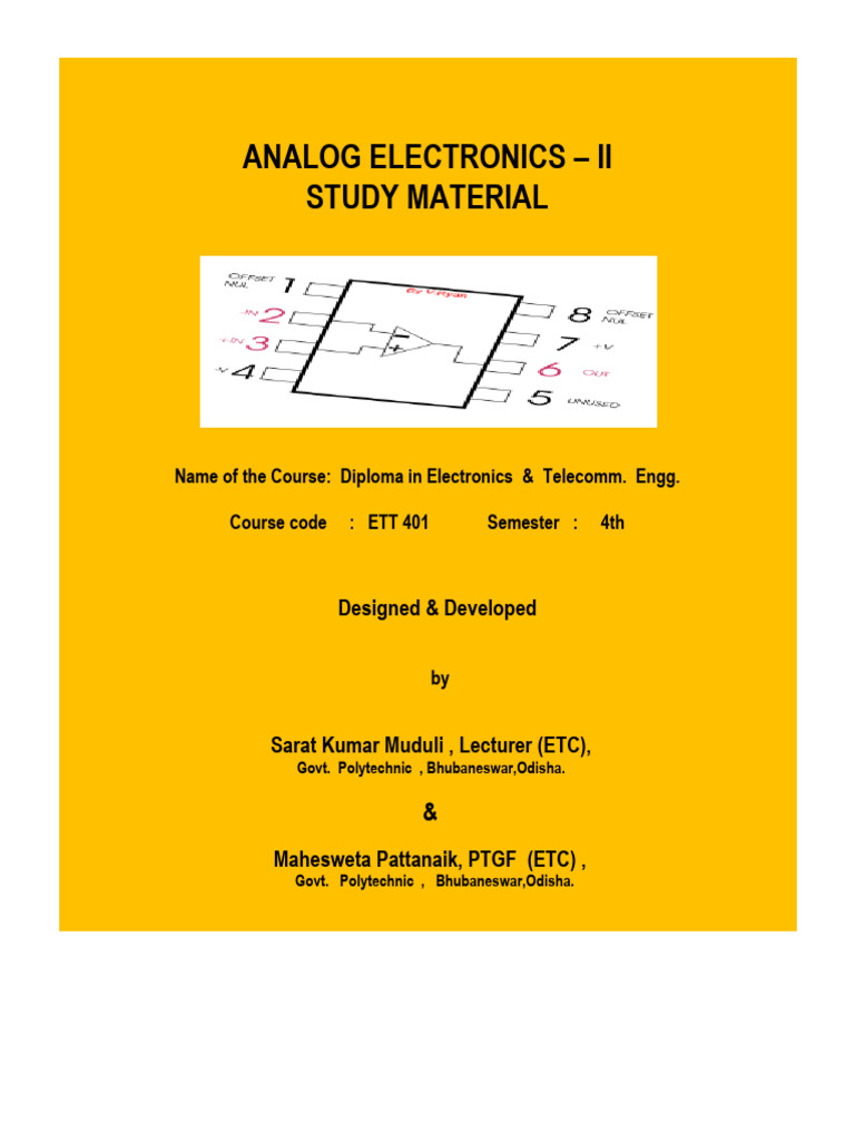Diploma Electronics Study Guide | PDF | Operational Amplifier | Amplifier