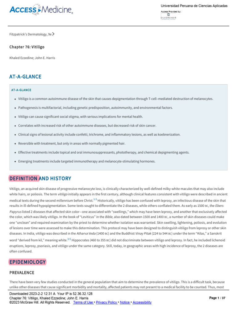 Vitiligo Fitzpatrick Inglés | PDF | Autoimmune Disease | Melanoma