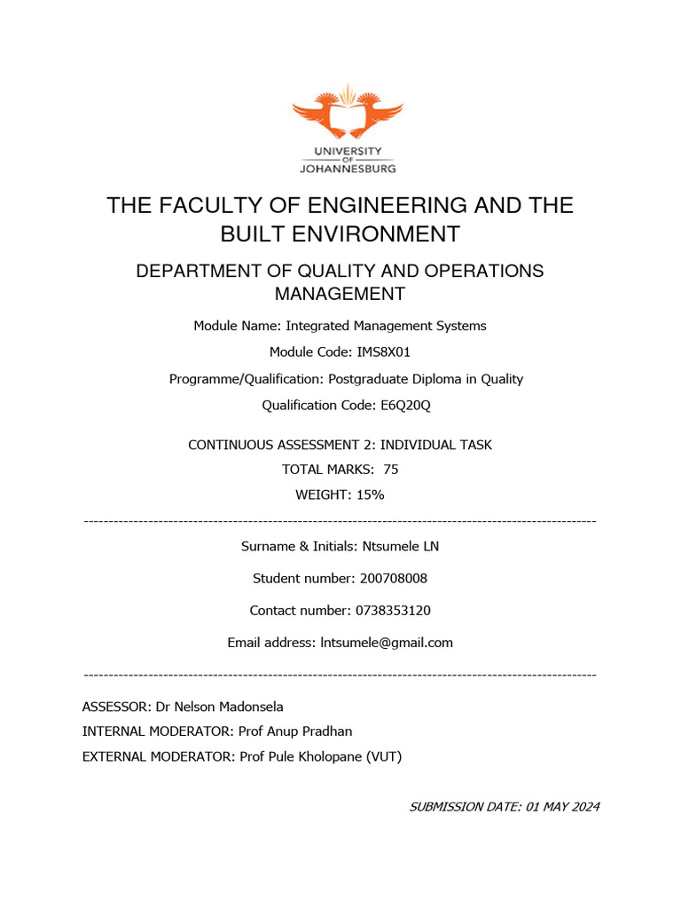 IMS Assessmnet II | PDF | Evaluation | State Owned Enterprise