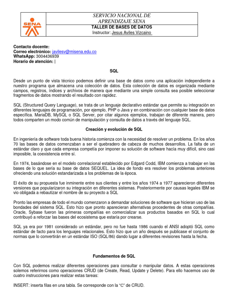 SQL | PDF | SQL | Bases de datos
