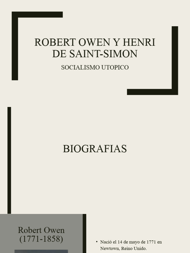Robert Owen y Henri de Saint-Simon | PDF | Ideologías | Educación en ...