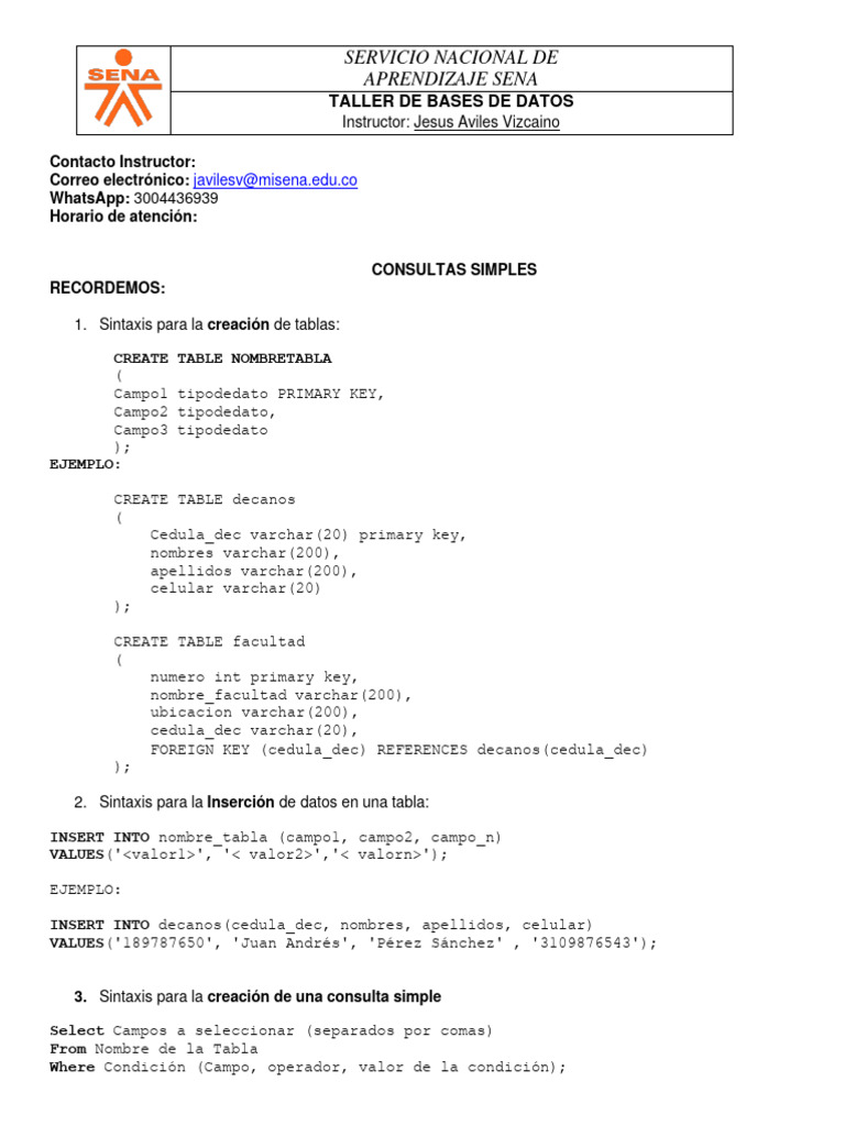 Consultas Simples | Descargar gratis PDF | SQL | Datos de computadora