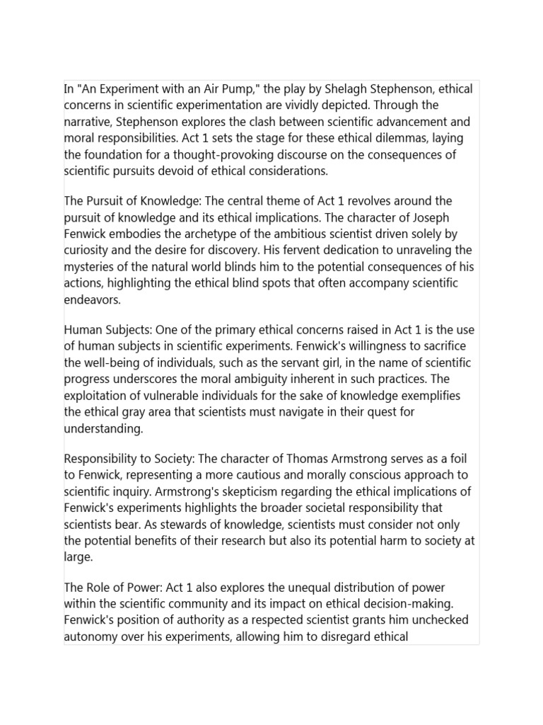 Ethical Dilemmas in Scientific Experimentation | PDF | Experiment ...