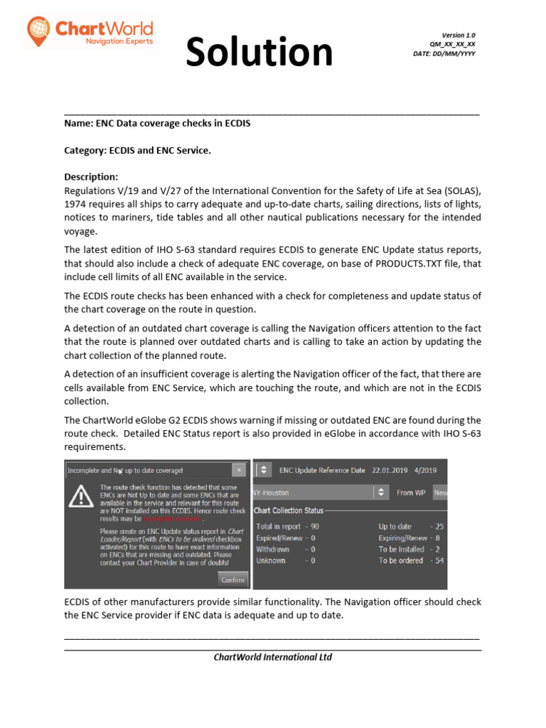 ENC Coverage Checks in ECDIS-CHARTWORLD eglobeECDIS | PDF | Navigation