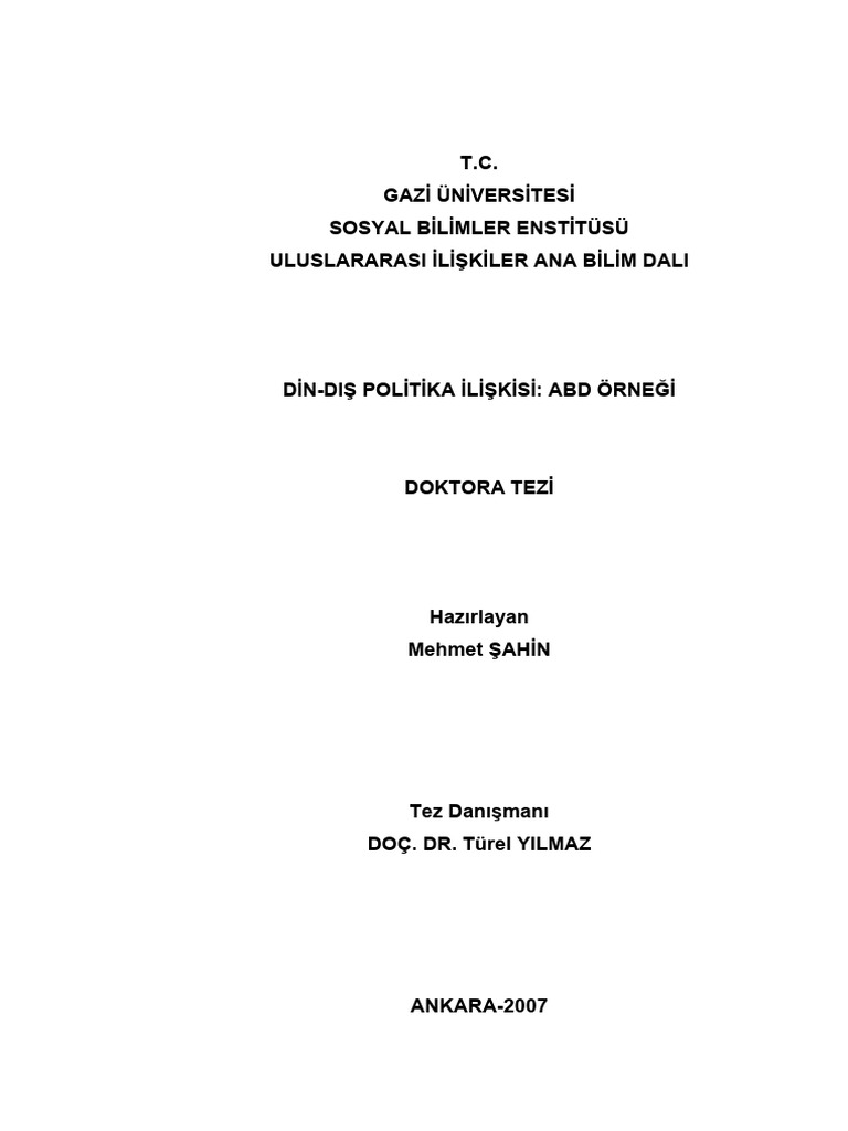 Din Dis Politika Iliskisi Abd Ornegi Dok | PDF
