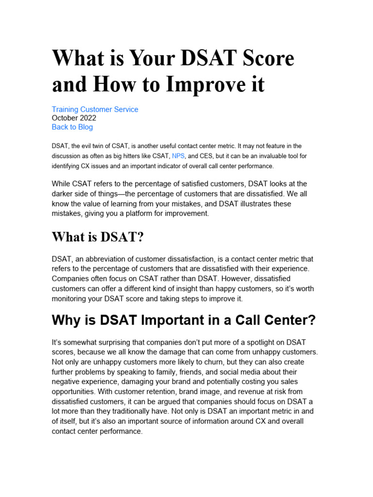 What is Your DSAT Score and How to Improve it | PDF | Customer ...