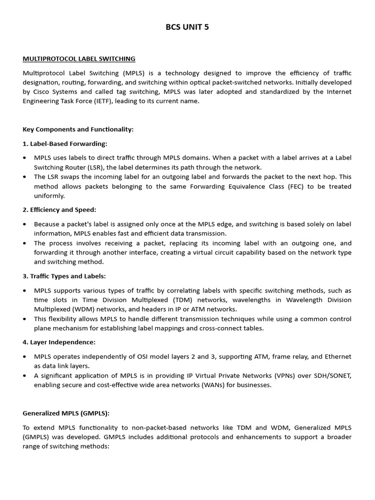 Unit 5 | PDF | Networking | Multiprotocol Label Switching