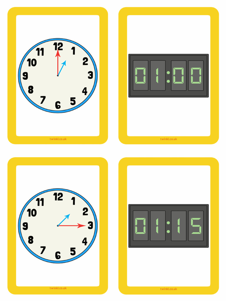 T N 4403 Analogue Digital Clocks Matching Cards - Ver - 2 | PDF