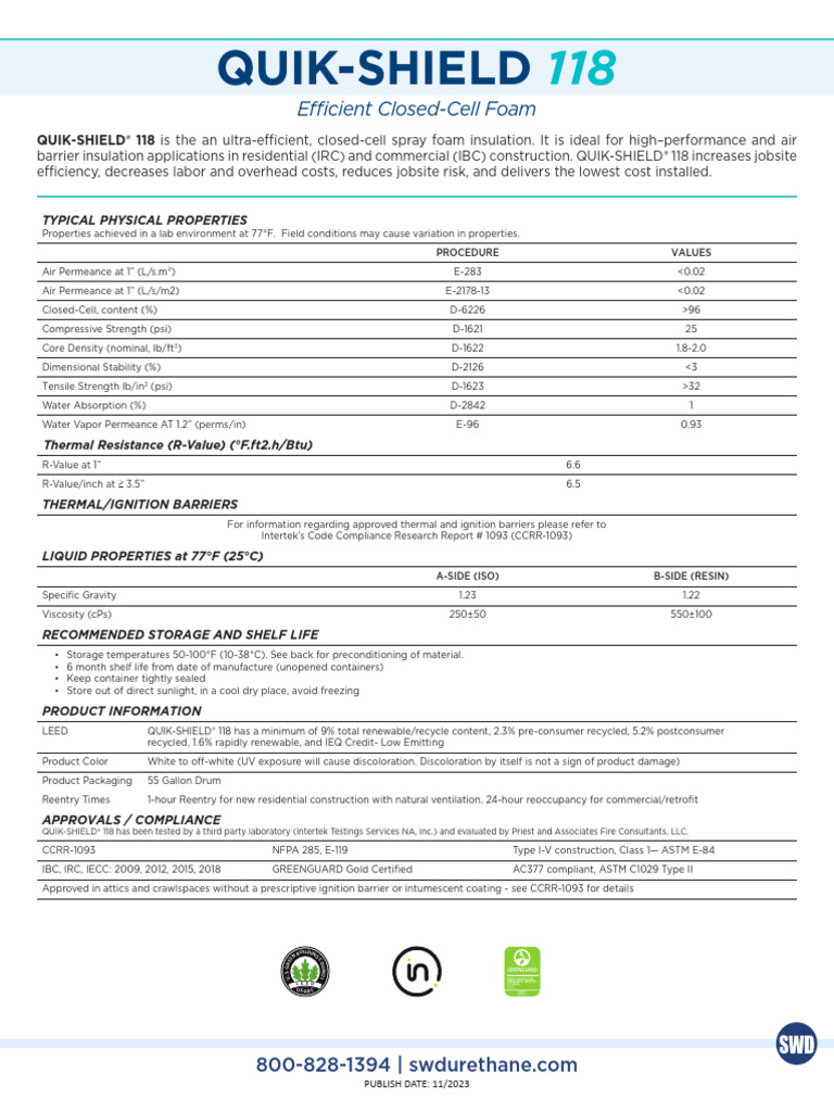 QS118 TDS Rev.01 | PDF | Concrete | Building Insulation