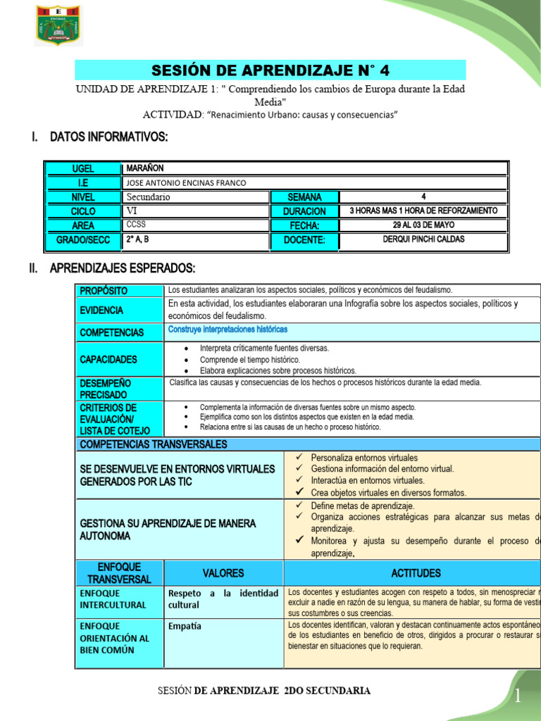 SESION 4 CCSS, 2do Sec | PDF | Agricultura | Aprendizaje