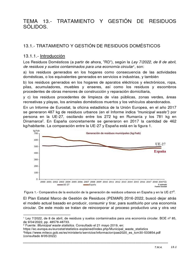 TEMA 13.- Tratamiento y Gestión de Residuos | PDF | Vertedero | Residuos