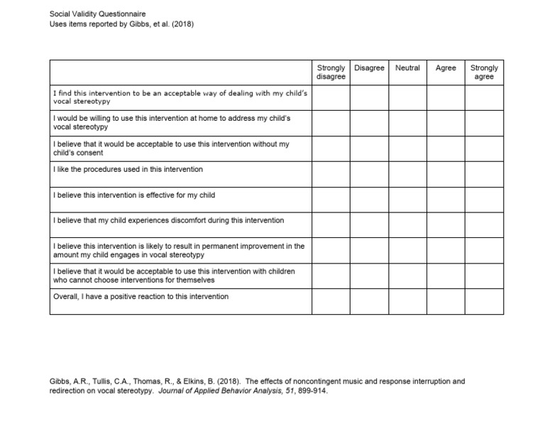 Social Validity Questionnaire | PDF | Self-Improvement | Wellness