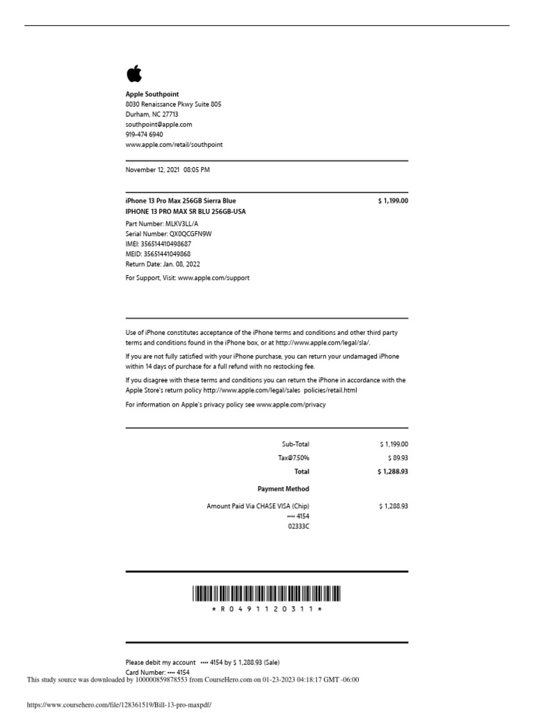 Bill 13 Pro Max PDF | PDF | I Phone | Visa Inc.